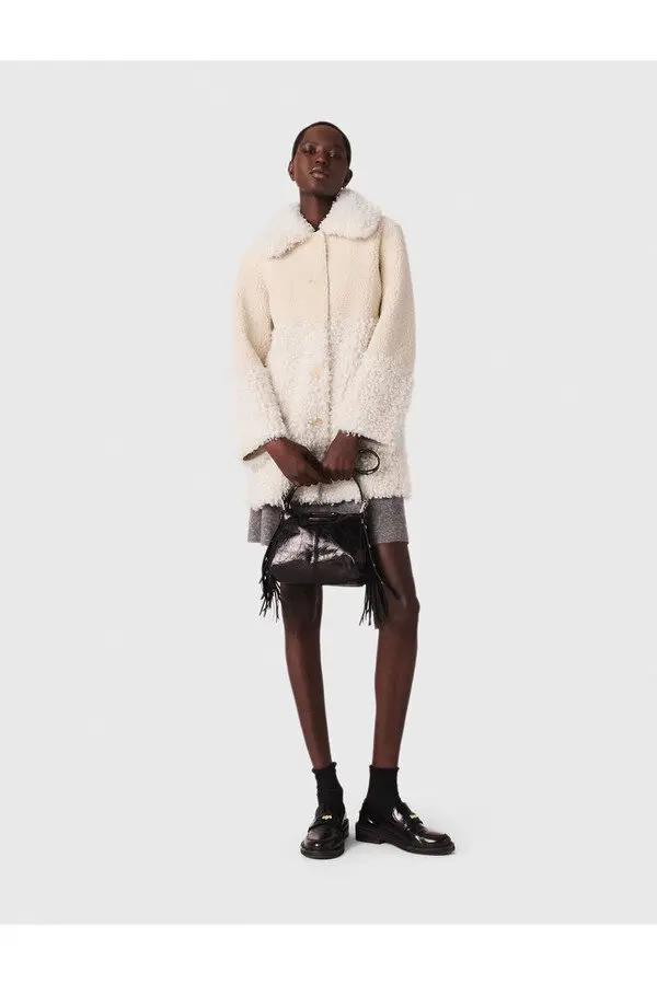 Maje Long Faux Fur Coat