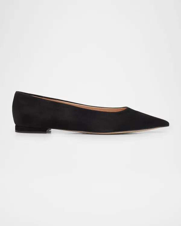 GIANVITO ROSSI Suede Pointed-toe Ballerina Flats - Brown