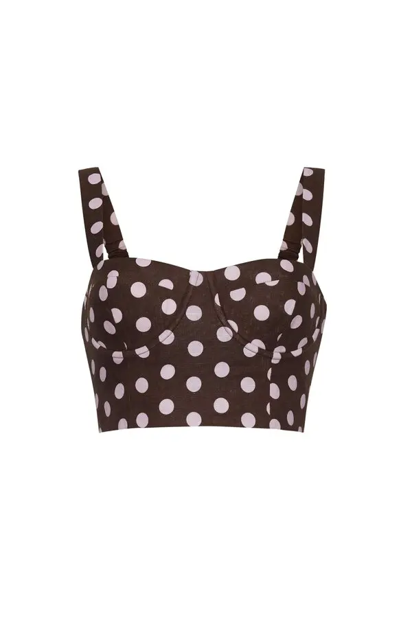 Cara Cara Claudine Corset Top - Joelle Dot Brown