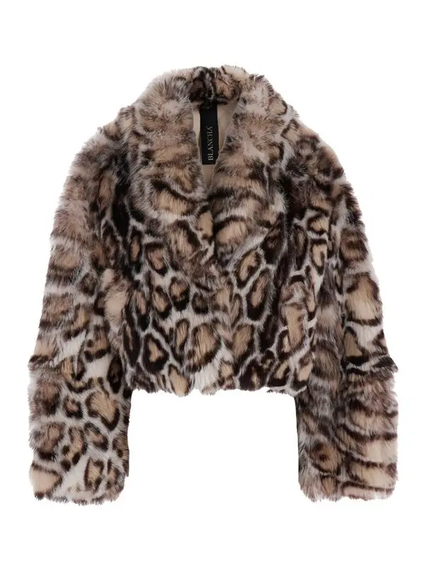 BLANCHA Shearling Jacket With Concealed Front Closure And Animalier Print In Fur