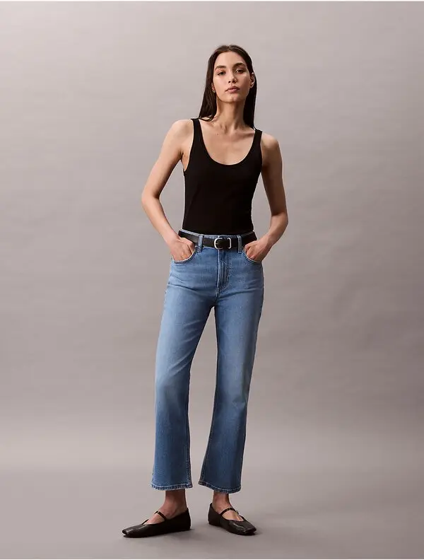 Calvin Klein High Rise Cropped Flared Jeans