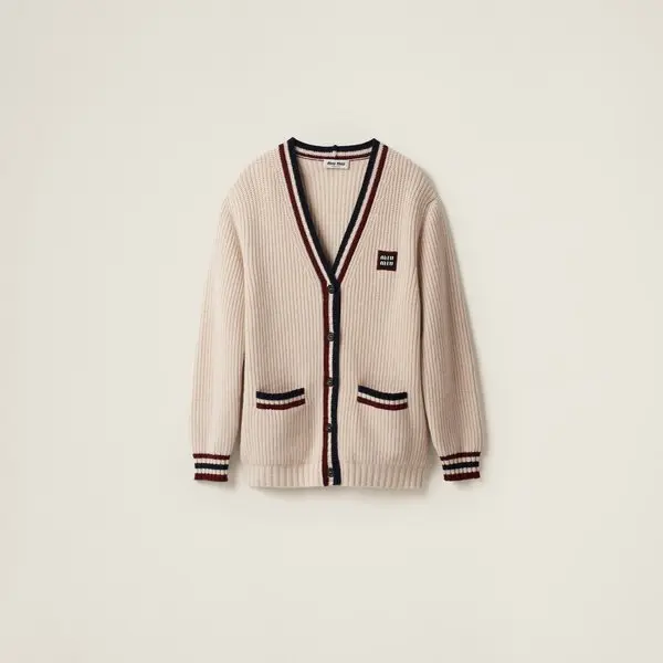 Miu Miu Cashmere Knit Cardigan - Natural