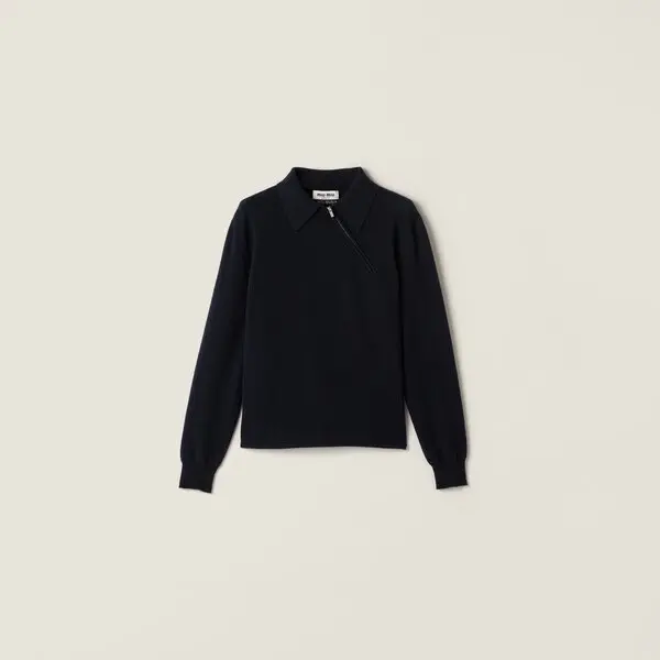 Miu Miu Cashmere Polo Shirt - Navy