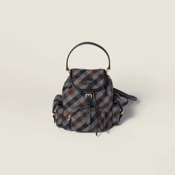 Miu Miu Plaid And Leather Backpack