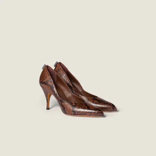 Miu Miu Python-print Ayers Leather Pumps