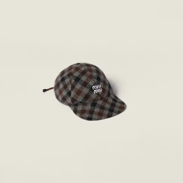 Miu Miu Plaid Wool Baseball Cap