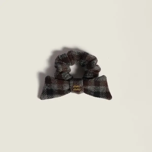 Miu Miu Plaid Wool Scrunchie