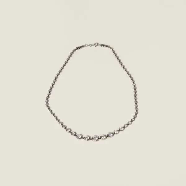 Miu Miu Metal Necklace With Crystals