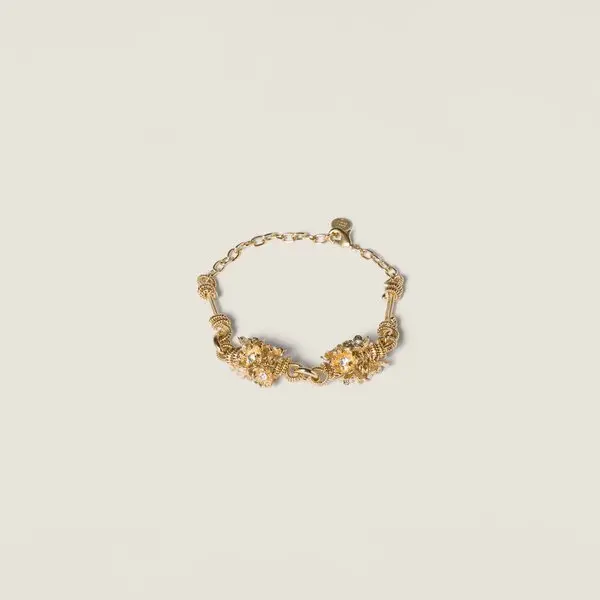 Miu Miu Metal Bracelet With Crystals