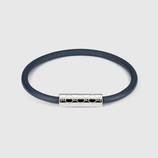 Gucci Bracelet With Gg Detail, Size Leather