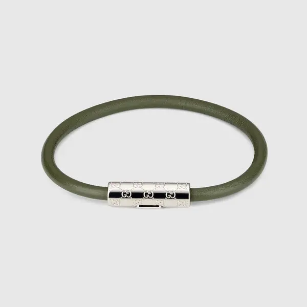 Gucci Bracelet With Gg Detail, Size Leather
