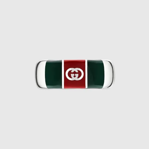 Gucci Wide Ring With Web Detail, Size