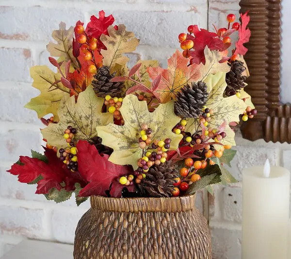 VALERIE PARR HILL As Is Set Of 4 Harvest Leaf & Berry Picks- Valerie