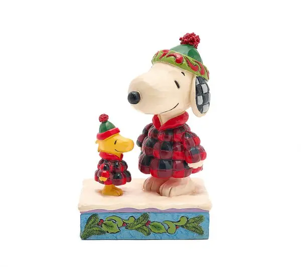 JIM SHORE 5.5' Snoopy & Woodstock In A Puffer Jacket