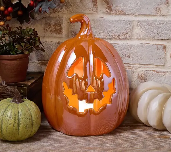 VALERIE PARR HILL As Is 12' Illuminated Ceramic Jack-o-lantern Valerie