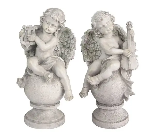 NORTHLIGHT Set Of 2 Cherub Angels Garden Statue S 15.25