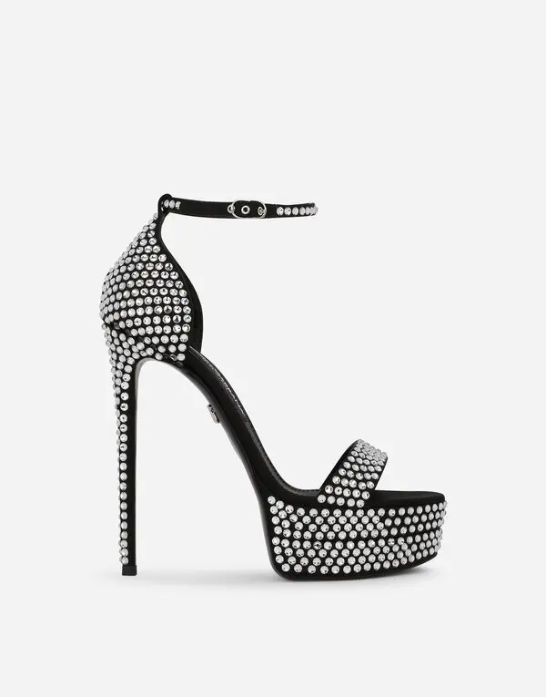 Dolce & Gabbana Satin Platform Sandals With Fusible Rhinestones