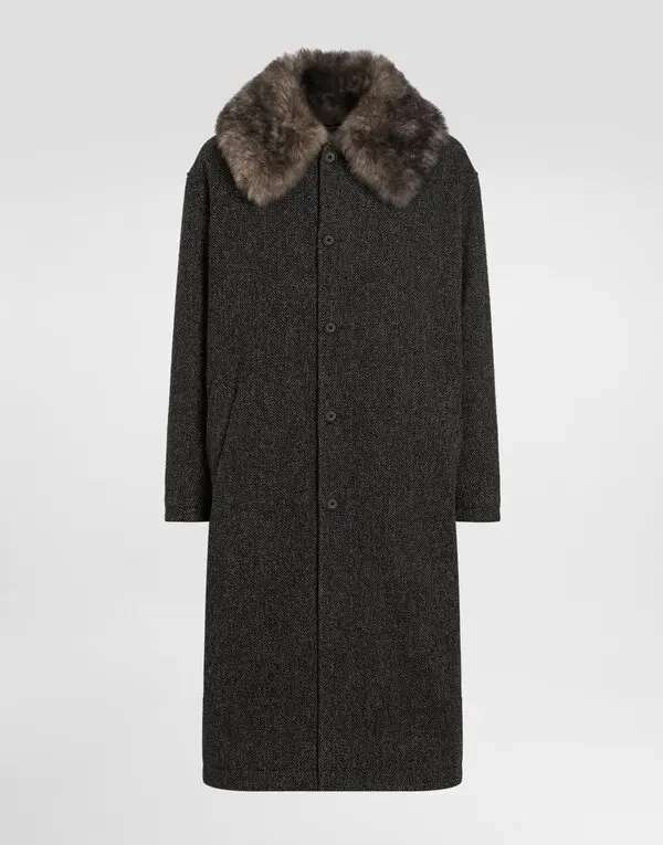 Dolce & Gabbana Wool Chevron Coat
