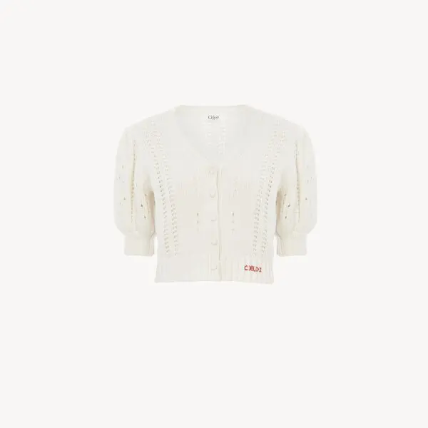 Chloé Puff-sleeve Cardigan In A Wool & Cashmere Knit