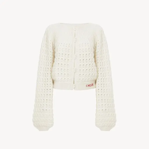 Chloé Round-neck Cardigan In A Wool & Cashmere Knit