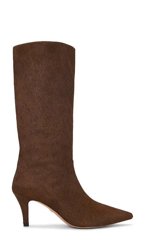 Lola Cruz Pony Hair Mid Calf Boot In Brown