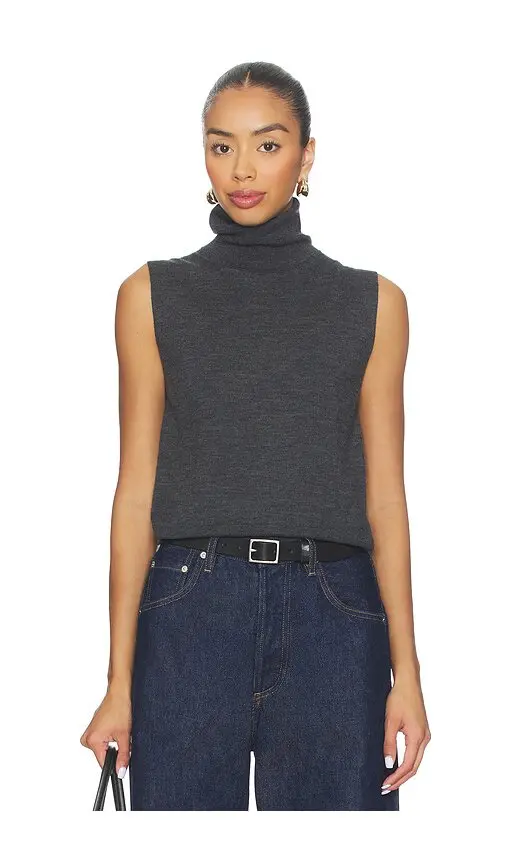 LESET James Sleeveless Turtleneck In Grey