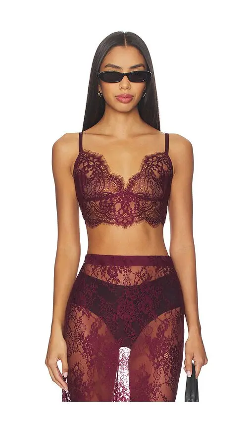 L'Agence Aislin Lace Bralette Top In Burgundy