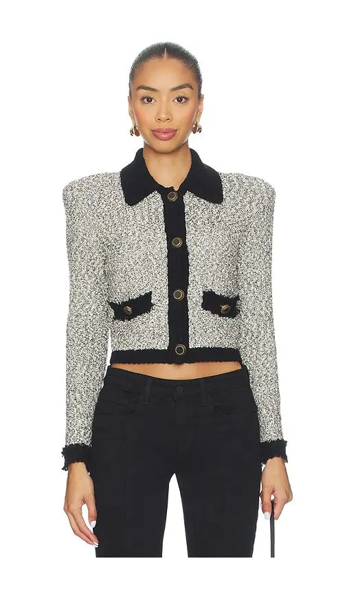 L'Agence Arielle Collared Jacket In Black,white