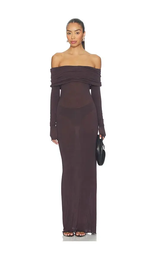 SKIMS Sheer Modal Off Shoulder Long Dress
