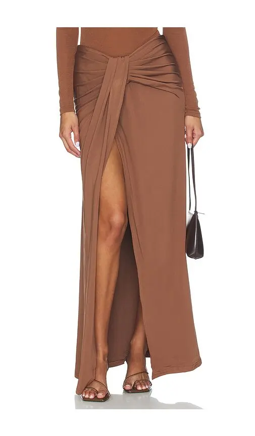 SNDYS Cantarios Jersey Maxi Skirt In Brown