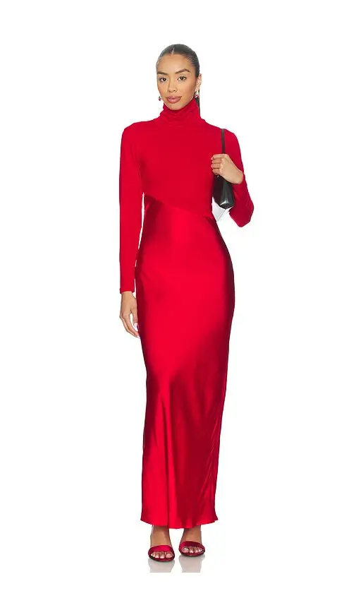 SWF Asymmetric Split Maxi Dress In Red