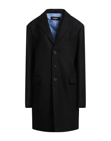 Dsquared2 Single-breasted Coat In Virgin Wool Blend - Black