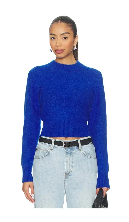 PISTOLA Sara Shrunken Crewneck Sweater In Blue