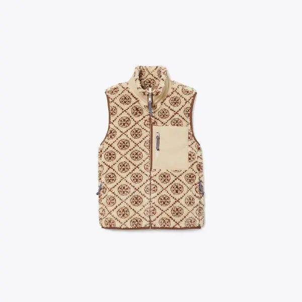 Tory Burch T Monogram Fleece Vest