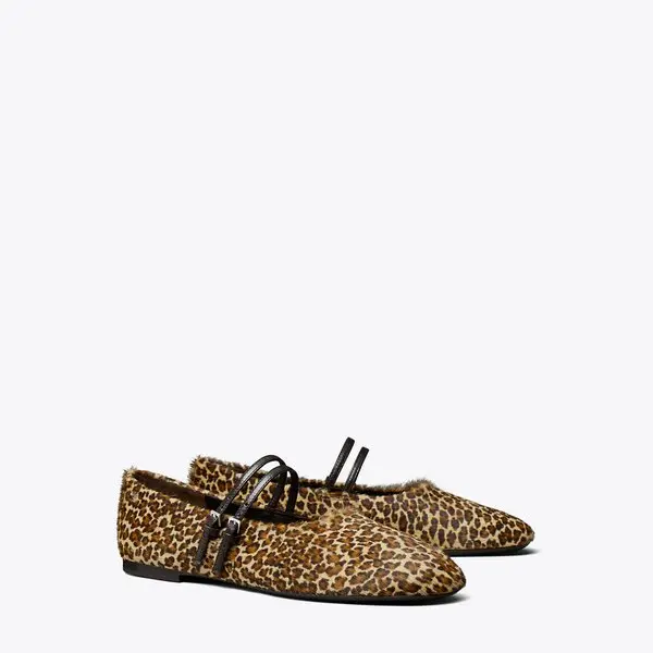 Tory Burch Mary Jane Two-band Ballet - Leopard Multi