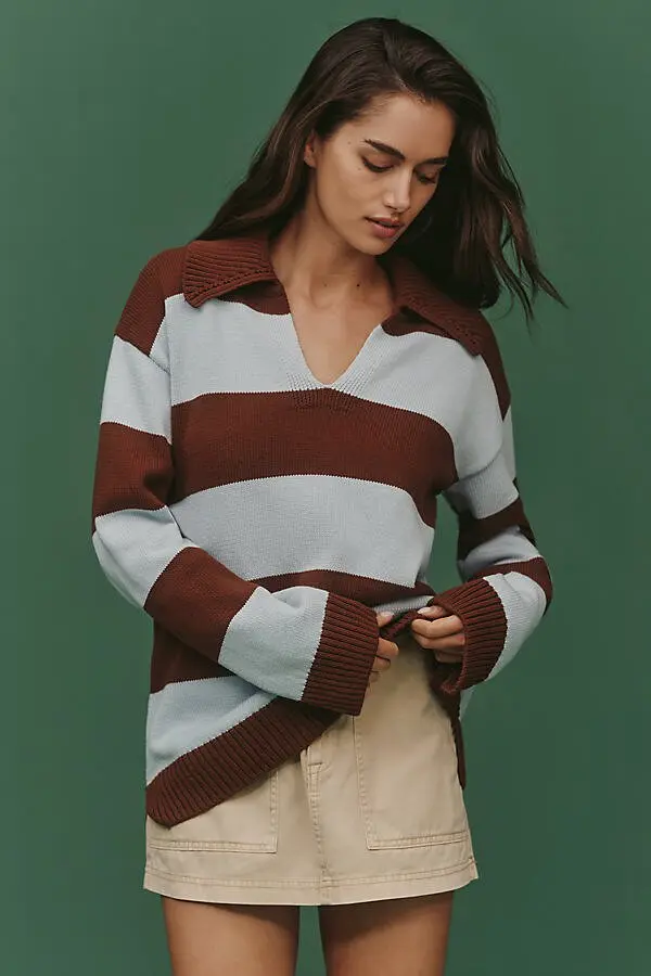 English Factory Striped Polo Sweater