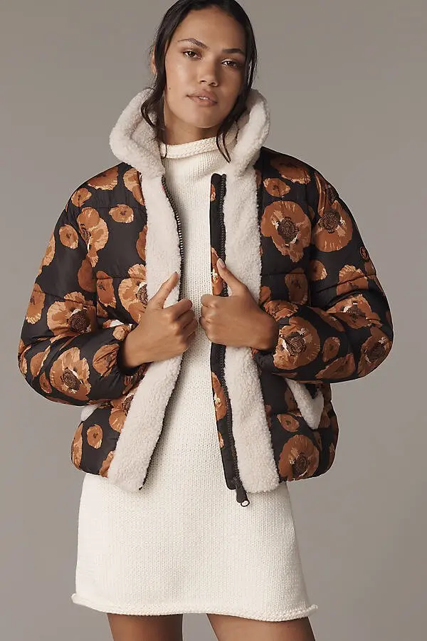 SAVE THE DUCK Faux-shearlg Puffer Jacket