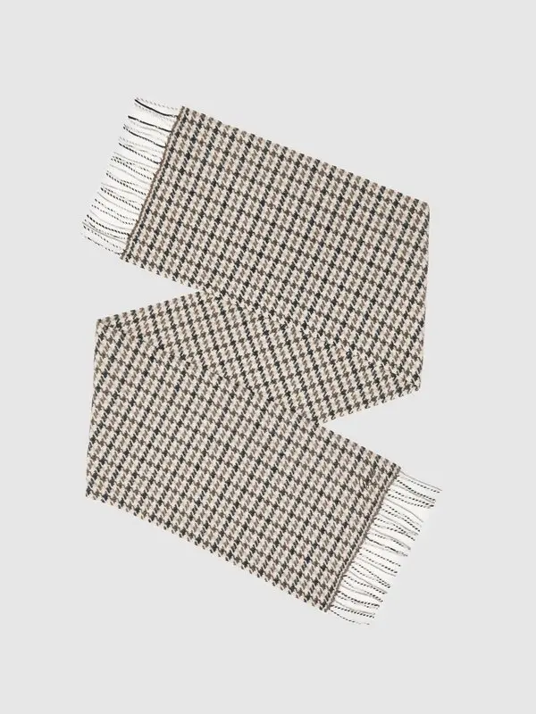 REISS Hound Wool-cashmere Check Scarf