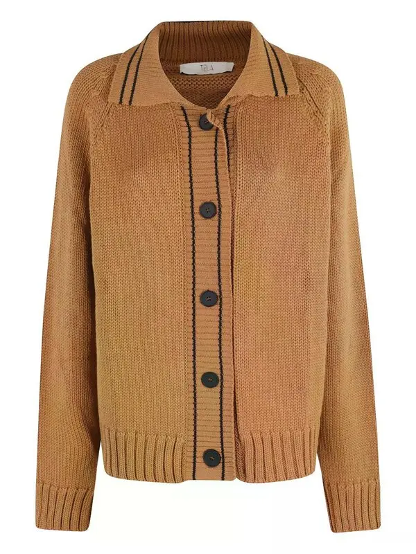 TELA Button Striped Cardigan