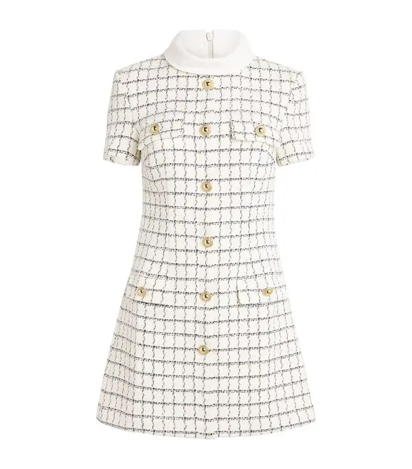 SELF-PORTRAIT Bouclé Check Mini Dress