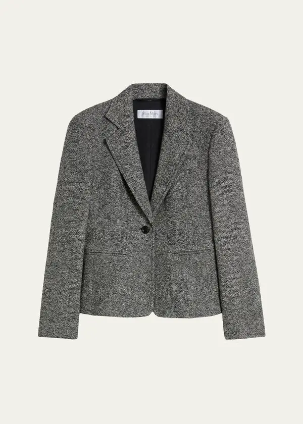 Max Mara Salmone Single-breasted Tweed Blazer Jacket