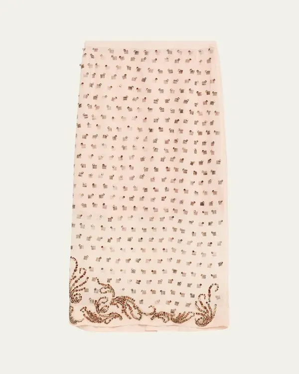 Dries Van Noten Crystal-embellished Sheer Pencil Skirt - Blush