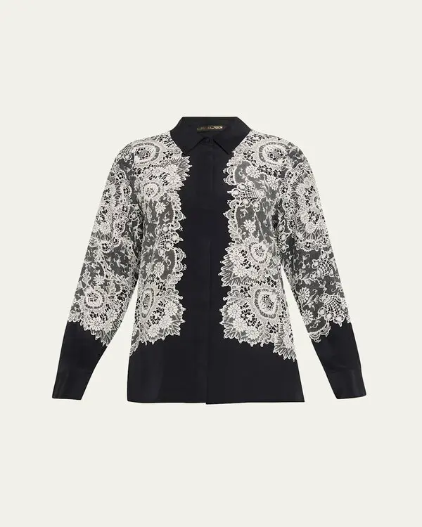 Kobi Halperin Willa Lace-print Silk Blouse