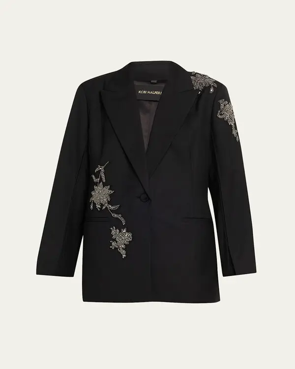 Kobi Halperin Lariz Single-button Crystal Applique Jacket