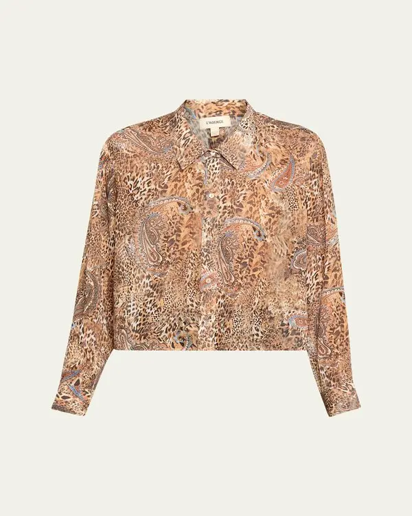L'Agence Valencia Leopard Cosette Button-front Blouse