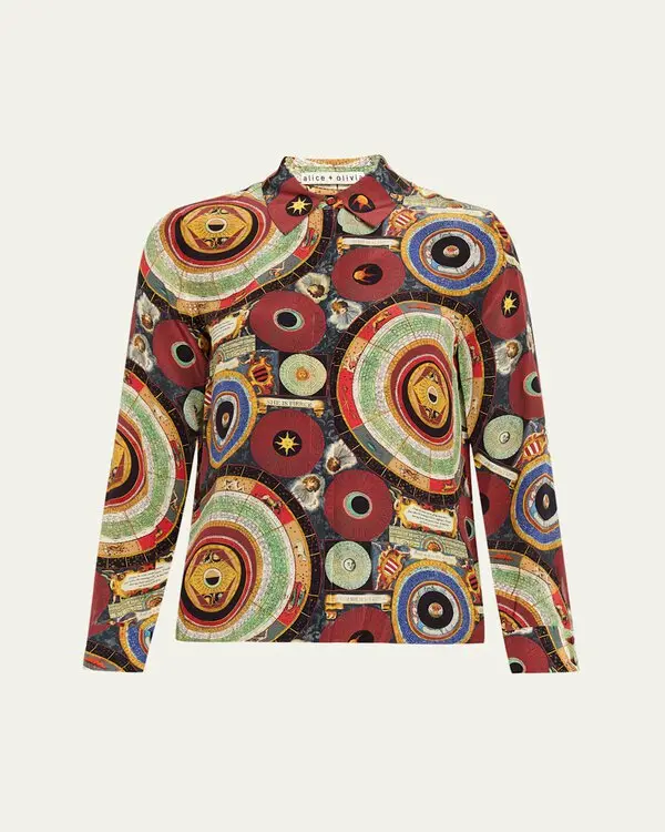 Alice + Olivia Hands Of Time Willa Placket Top