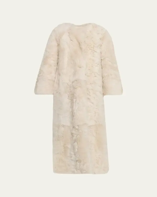 YVES SALOMON Long Toscana Lamb Shearling Coat - Meringue