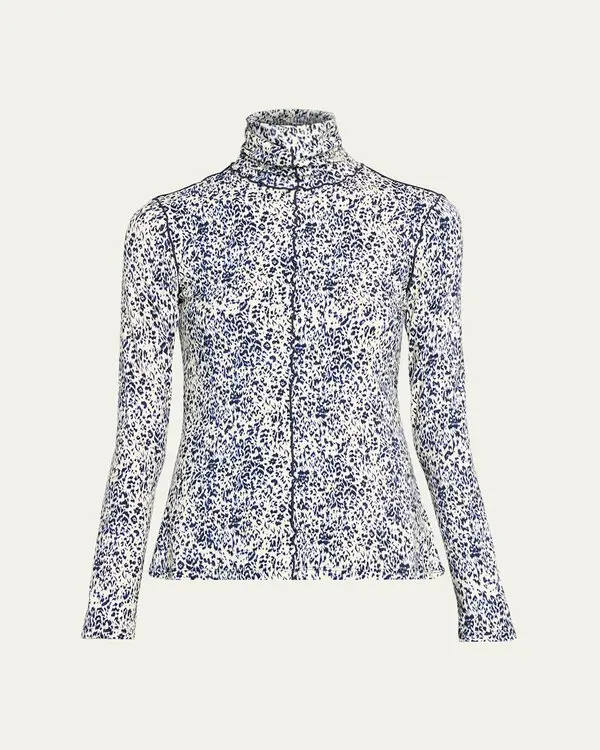 Proenza Schouler Audrey Cheetah Jersey Turtleneck Top