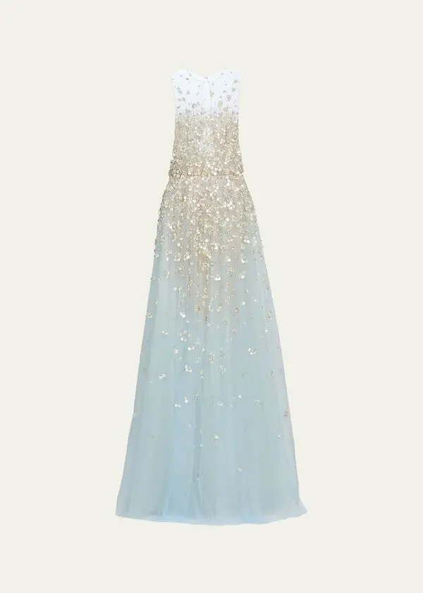 Oscar De La Renta Embellished Tulle Gown