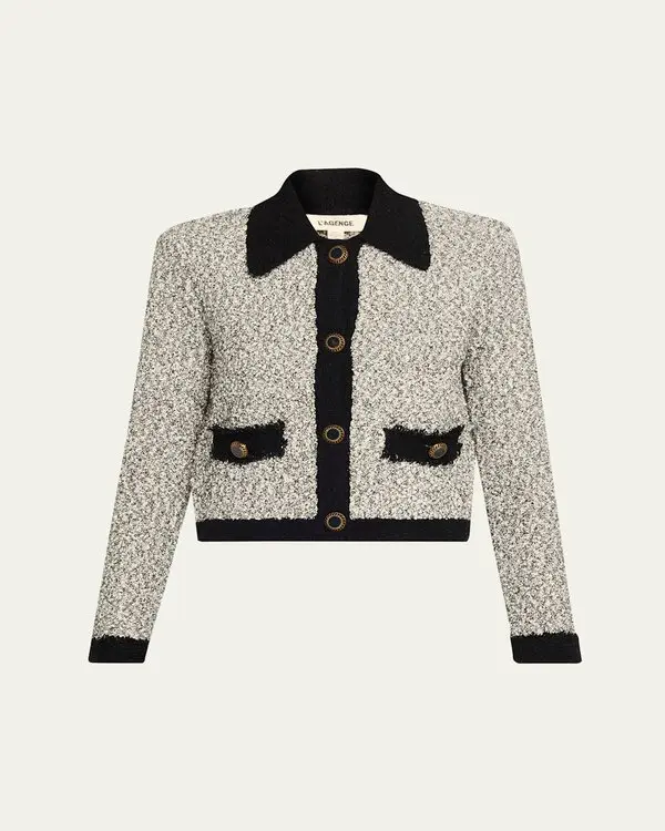 L'Agence Arielle Knit Jacket - White/blac